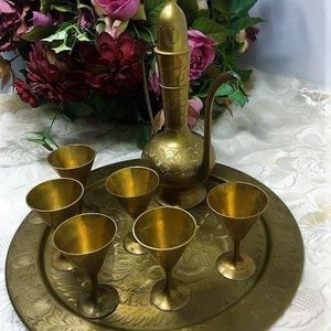 Dining | 8 Piece Engraved Brass Turkish Ottoman Tea Set | Poshmark